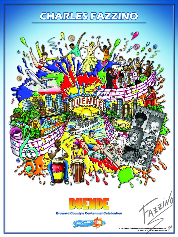 Fazzino Commemorates Duende - Broward County's 100th Birthday | Fazzino
