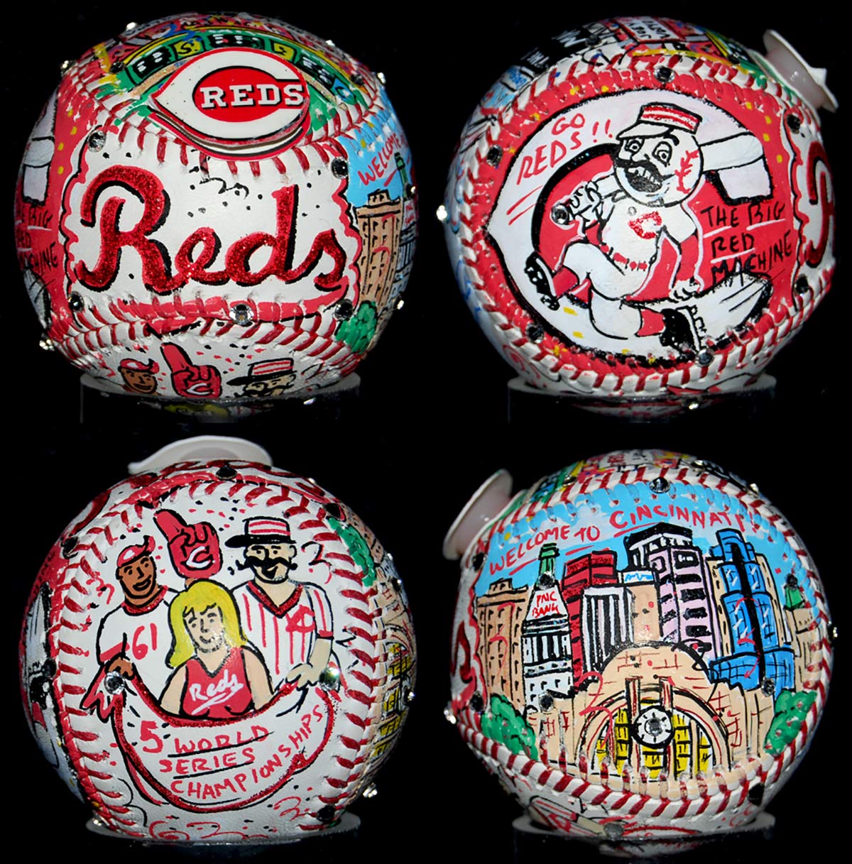 Cincinnati Reds Hand-Painted Baseballs | Fazzino