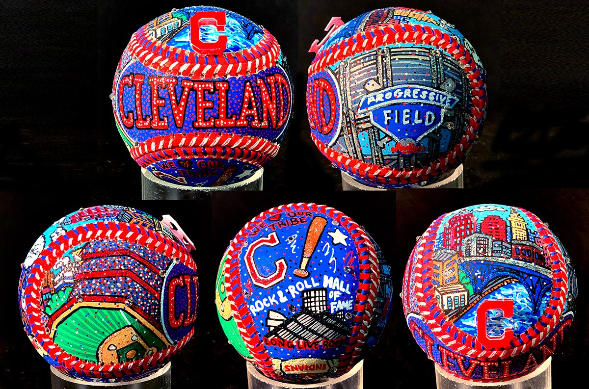 Cleveland Indians Hand-Painted Baseballs | Fazzino