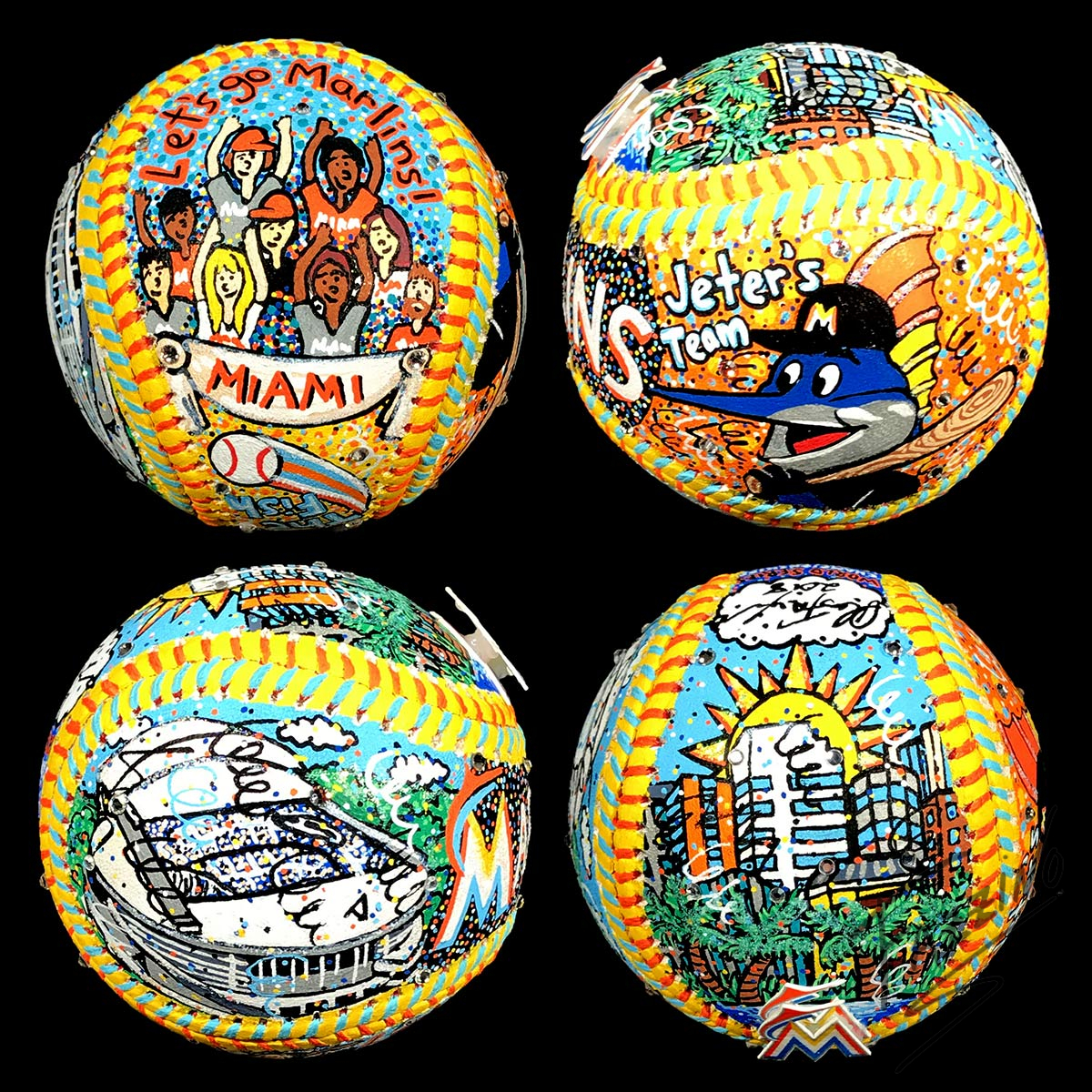 Miami Marlins Hand-Painted Baseballs | Fazzino