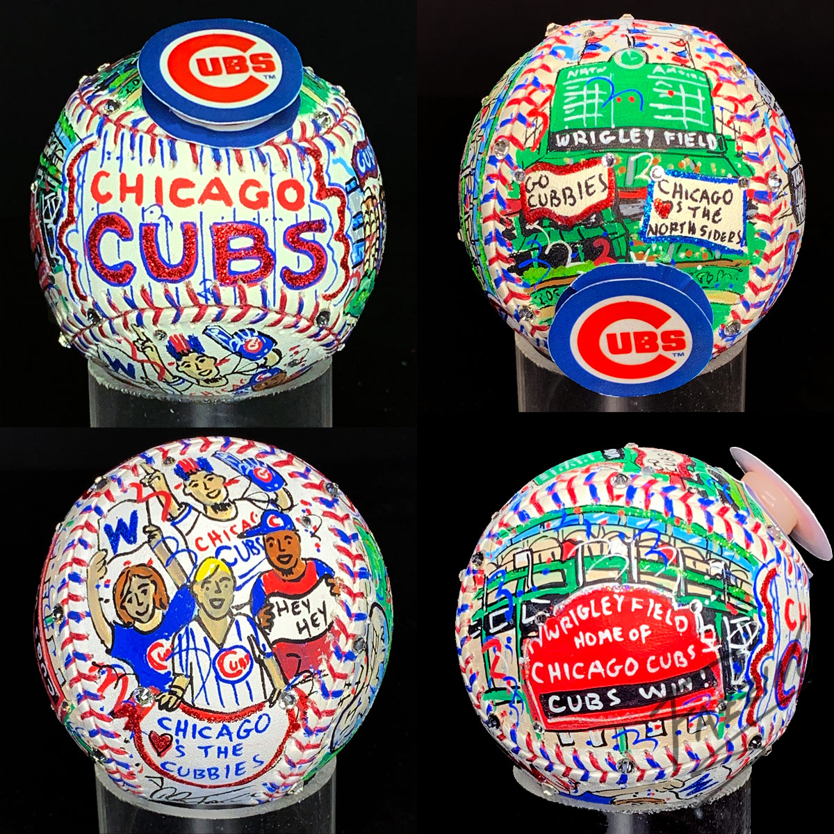 Chicago Cubs Hand-Painted Baseballs | Fazzino