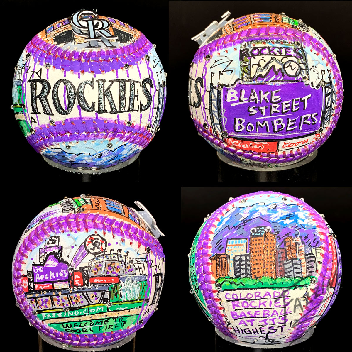 Colorado Rockies Hand-Painted Baseballs | Fazzino