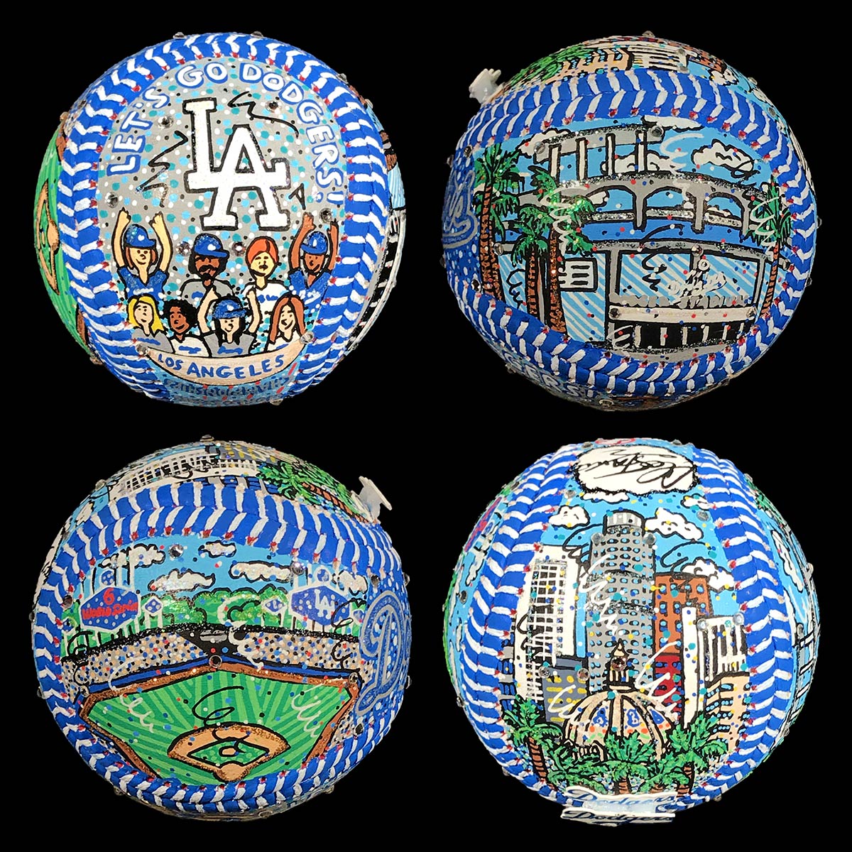 Los Angeles Dodgers Hand-Painted Baseballs | Fazzino