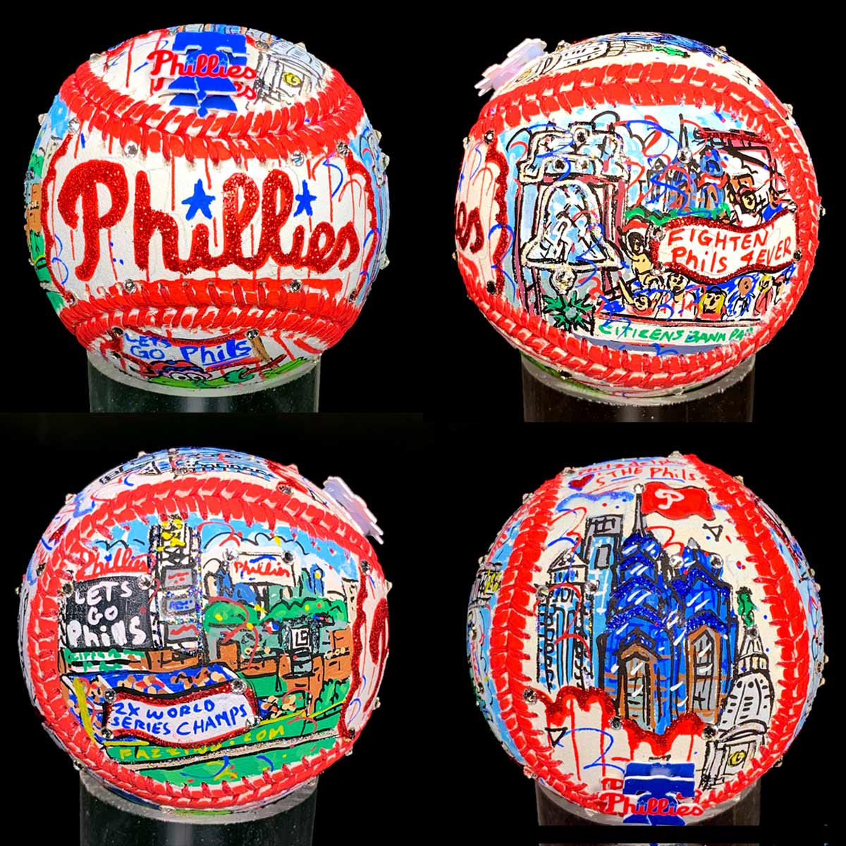 Philadelphia Phillies Hand-Painted Baseballs | Fazzino