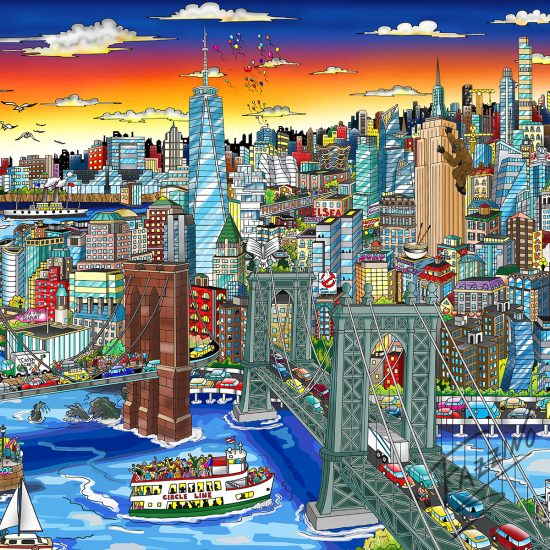 Sunset Over Manhattan Island | Fazzino Sunset Over Manhattan Island | Fazzino