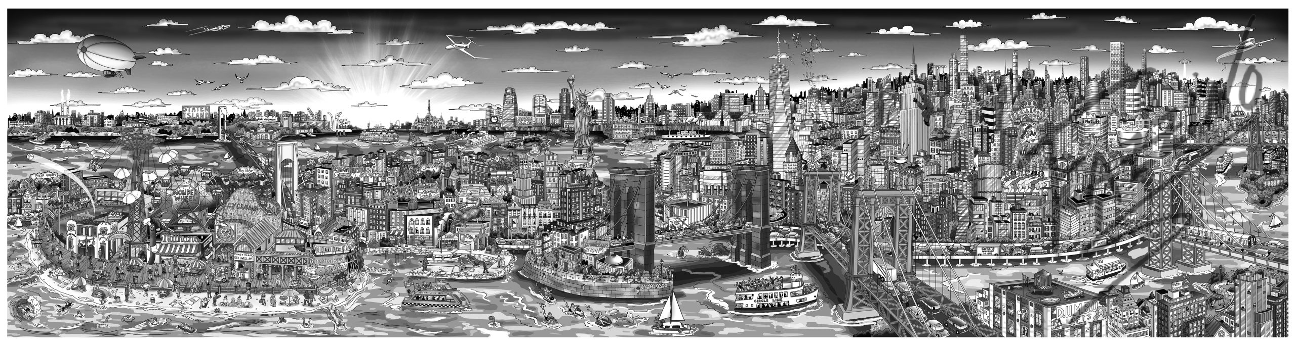 Sunset Over Manhattan Island | Fazzino Sunset Over Manhattan Island | Fazzino